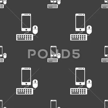 Smartphone widescreen monitor, keyboard, mouse sign icon. Seamless pattern on ~ Clip Art #55897283