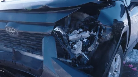 Smashed Toyota Rav 4car after a car acci... | Stock Video | Pond5
