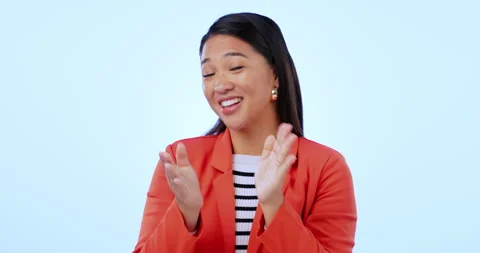 Smile, clapping hands and face of woman ... | Stock Video | Pond5