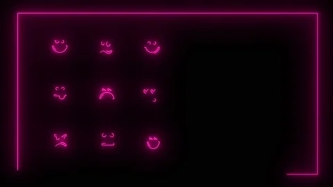 smile icons emoji emoticons neon lights ... | Stock Video | Pond5