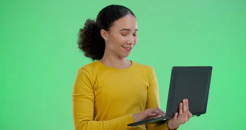 Smile, woman and laughing with laptop on... | Stock Video | Pond5