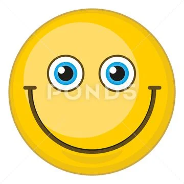 Smile yellow emoticon. Classic emoji in cute cartoon style Illustration ...