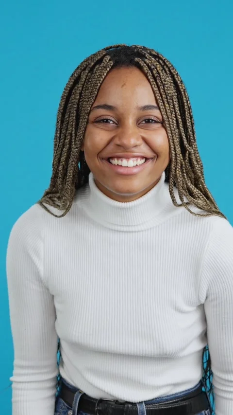 Smiley african beauty woman looking at c... | Stock Video | Pond5