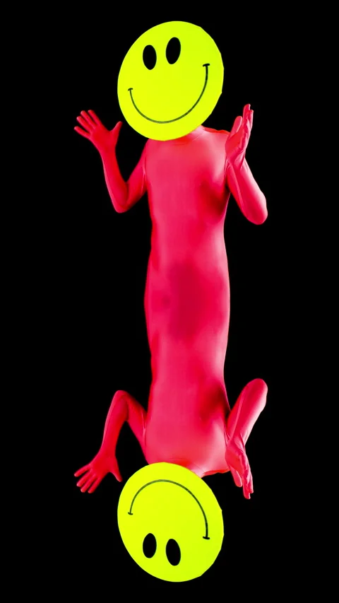 smiley face emoticon dancer In vertical ... | Stock Video | Pond5