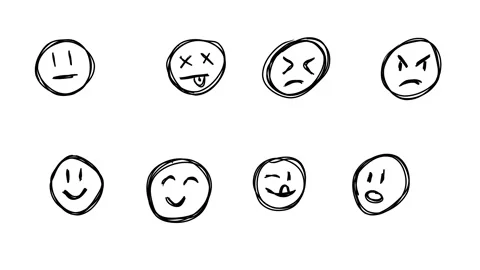 Smiley Faces Emoji Hand Drawn Doodle Scr... | Stock Video | Pond5