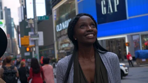 Smiling Black Woman in Times Square, New... | Stock Video | Pond5
