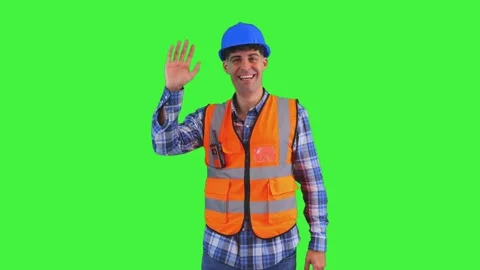 Smiling construction worker waving at th... | Stock Video | Pond5