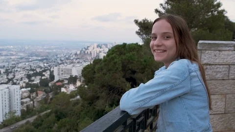 Smiling cute teenager 14 y.o. girl Isra... | Stock Video | Pond5