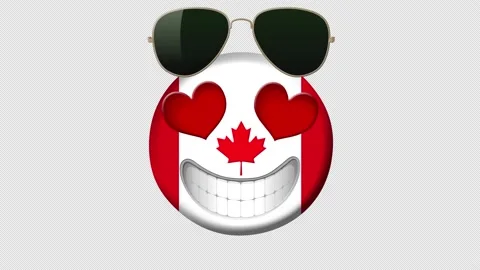 Smiling face with canadian flag isolated... | Stock Video | Pond5