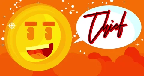 Smiling Gold Coin with Thief text in spe... | Stock Video | Pond5