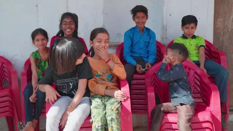 Smiling Group of young Indian village ki... | Stock Video | Pond5