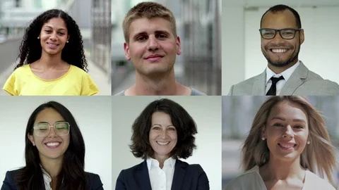 Smiling happy people looking at camera | Stock Video | Pond5