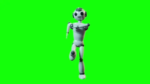 Smiling happy toy robot dancing 3d rende... | Stock Video | Pond5