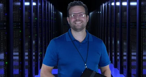 Smiling People Working In A Data Center ... | Stock Video | Pond5