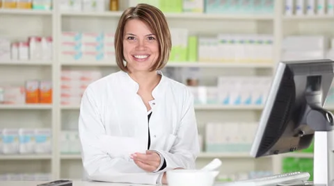 Smiling pharmacist chemist woman | Stock Video | Pond5