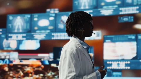 Smiling scientist doing key note present... | Stock Video | Pond5