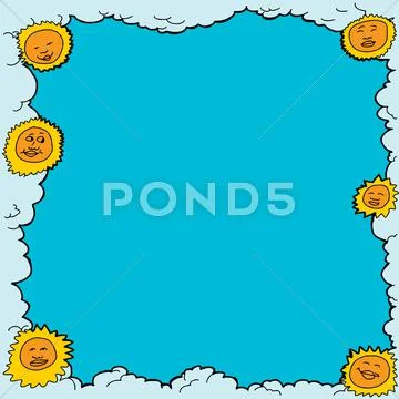 Smiling sun frame: Vector, Graphic, Illustration #36789389