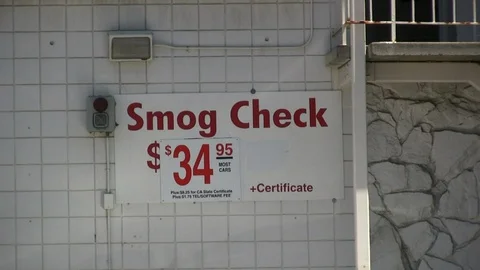 Smog Check Sign at Gas Station in San Fr... | Stock Video | Pond5