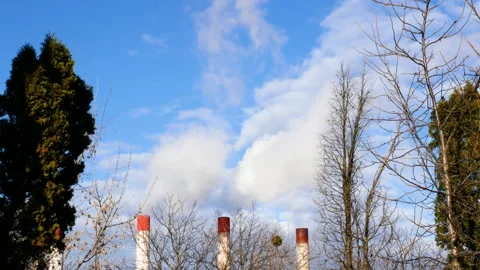 Smoke from the chimney of the plant. Smo... | Stock Video | Pond5
