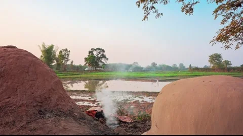 Smoke From The Clay Kiln For Traditional... | Stock Video | Pond5