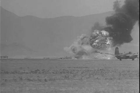 Smoke rising from an explosion at an air... | Stock Video | Pond5