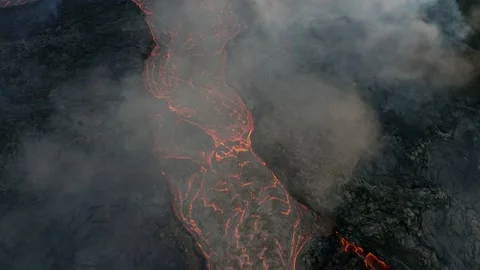 Smoke Rising From Hot Lava Flow. Fagrada... | Stock Video | Pond5
