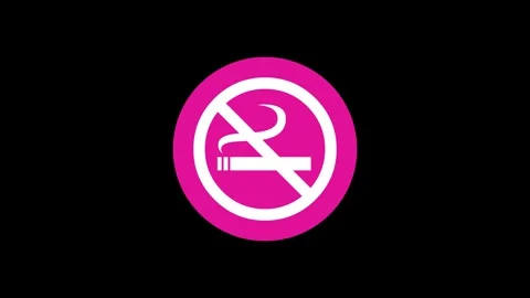 Smoking ban icon pink color simple shape... | Stock Video | Pond5