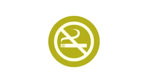 Smoking ban icon yellow color simple sha... | Stock Video | Pond5