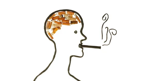 smoking man brain, clay and cigarette bu... | Stock Video | Pond5
