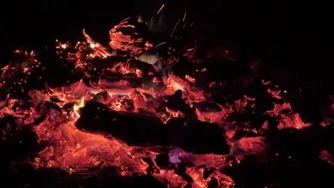 smoldering embers from a large fire at n... | Stock Video | Pond5
