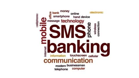 SMS banking animated word cloud, text de... | Stock Video | Pond5