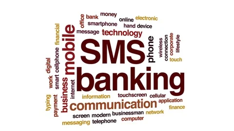 SMS banking animated word cloud, text de... | Stock Video | Pond5