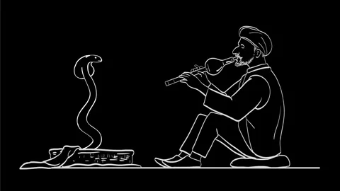 Snake Charmer with Flute and Dancing Cob... | Stock Video | Pond5