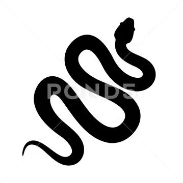 Snake cobra or anaconda silhouette vector icon. Long snake creeping ...