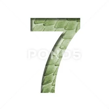 Snake scales font.The digit seven, 7 cut out of paper on the background ...