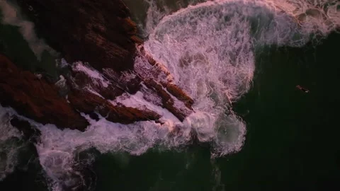 Snapper Rocks 4k sunset drone footage | Stock Video | Pond5