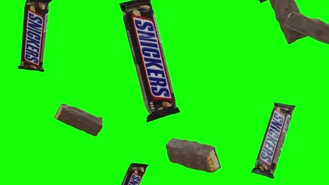 Snickers chocolate bars Falling on 4K Gr... | Stock Video | Pond5
