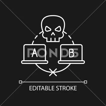 Sniffing attack white linear icon for dark theme: Royalty Free #156965086