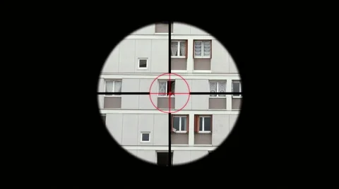 Sniper Rifle Aiming Person In Window, Te... | Stock Video | Pond5