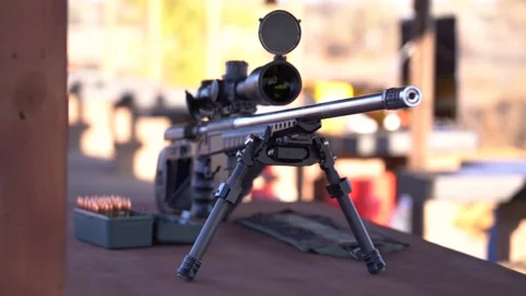 sniper rifle with ammunition is ready to... | Stock Video | Pond5