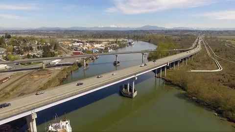 Snohomish River Route 2 Vehicle Traffic ... | Stock Video | Pond5