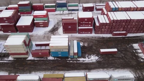 Snow covered shipping containers in Detr... | Stock Video | Pond5