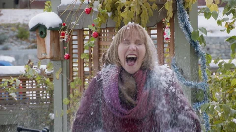 Snow falling on head of woman , fail, 4... | Stock Video | Pond5