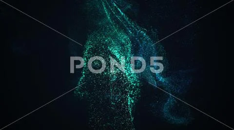 Snow frost effect with scattered blue particles on black background ...