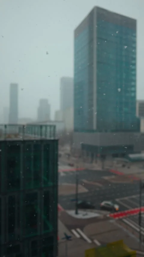 snowfall at big city, snow falling at bl... | Stock Video | Pond5