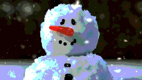 Snowman 8 bit. 3d animation | Stock Video | Pond5
