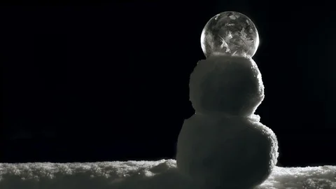 Snowman freezing in cold winter | Stock Video | Pond5
