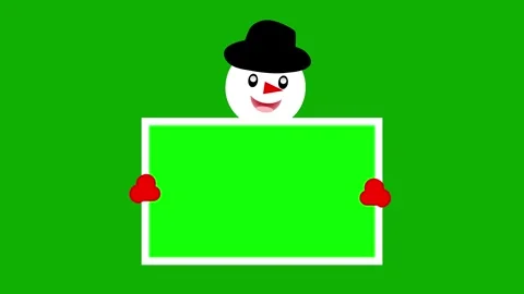 Snowman holding banner green screen moti... | Stock Video | Pond5