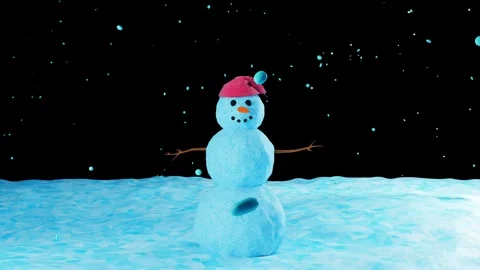 Snowman in winter background animation w... | Stock Video | Pond5