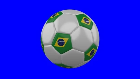 Soccer ball with Brazil flag on blue chr... | Stock Video | Pond5